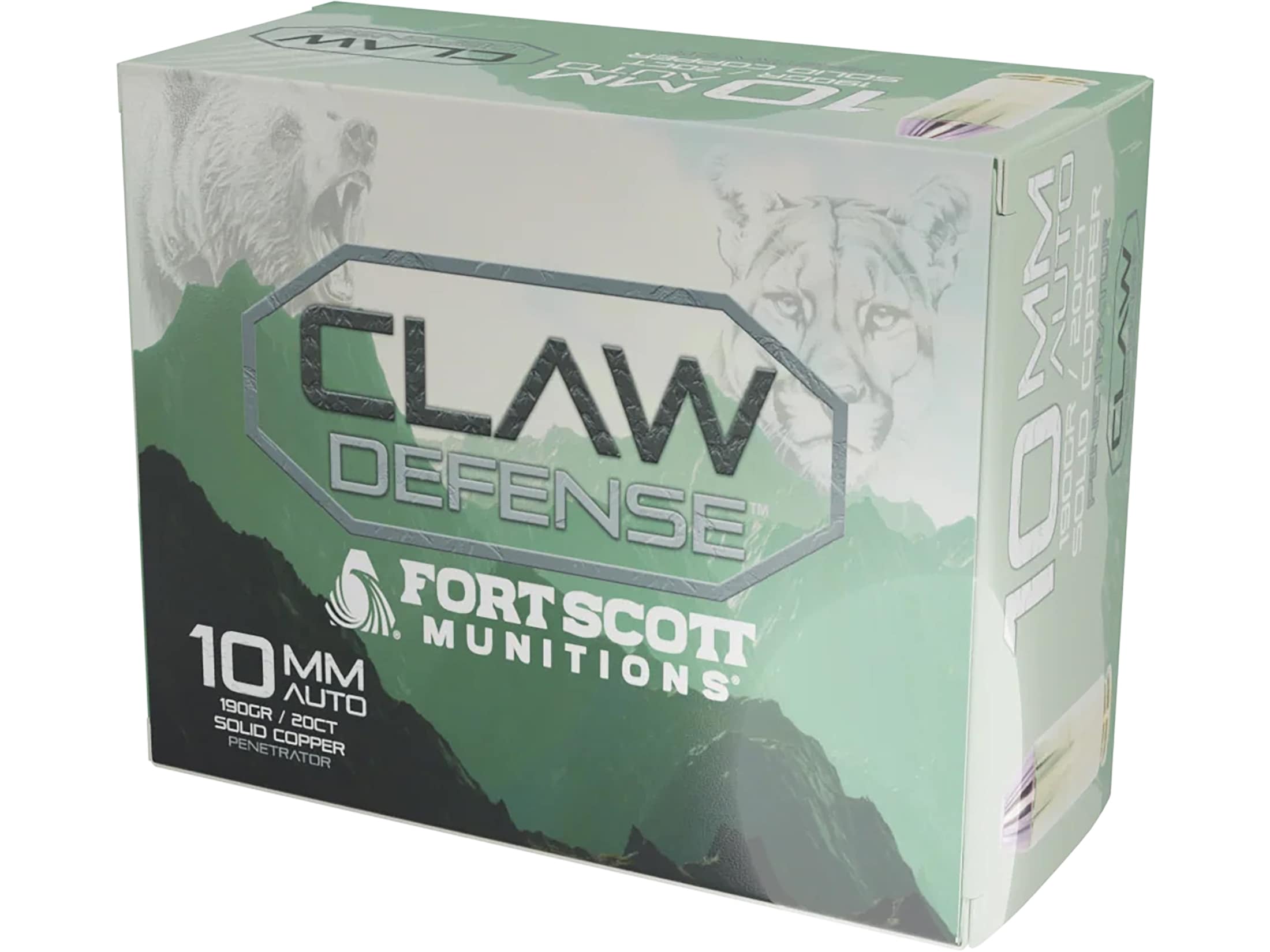 Fort Scott Munitions Claw Defense 10mm Auto Ammo 190 Grain Solid Flat