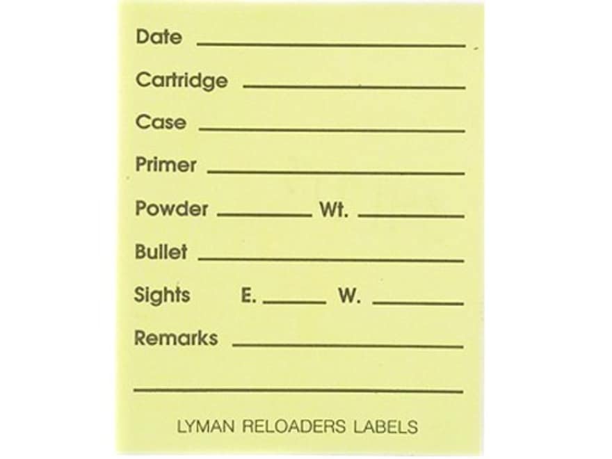 Lyman Peel Stick Reloader's Labels Rifle/Pistol 2 x 2-1/2 Fluorescent
