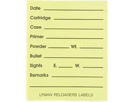 Lyman Peel Stick Reloader's Labels Rifle/Pistol 2 x 2-1/2 Fluorescent