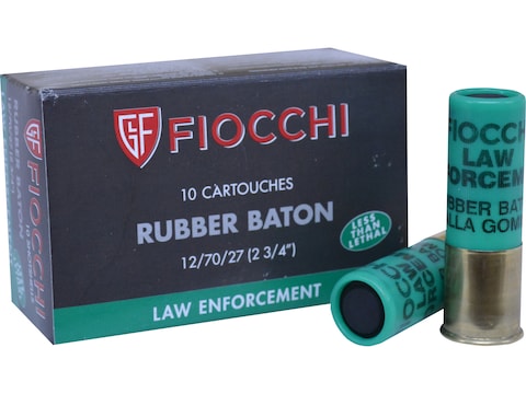 Fiocchi Less Lethal Ammo 12 Ga 2-3/4 4.8 Gram Rubber Baton Slug Box of