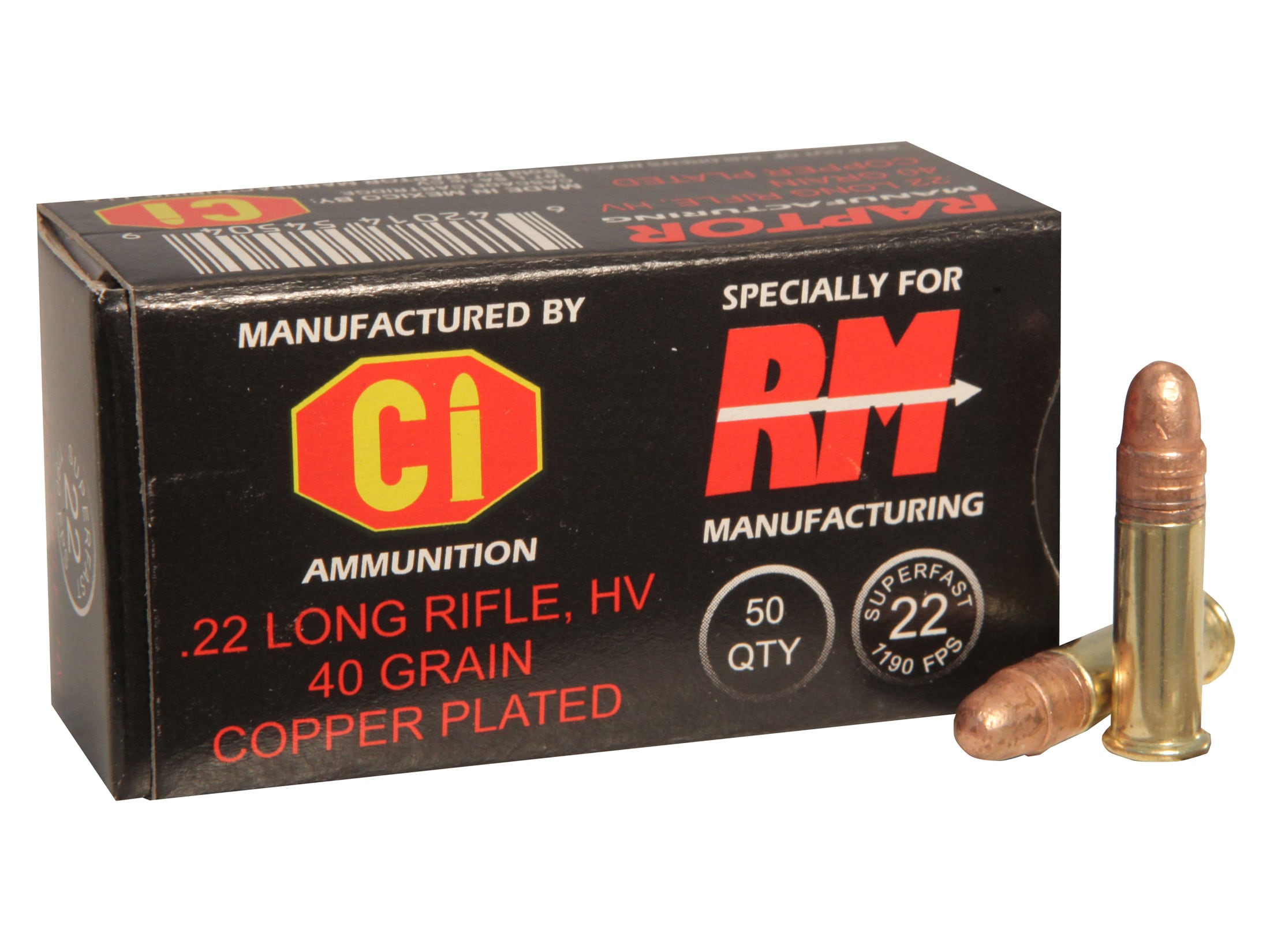 Raptor 22LR Ammo 40 Grain Round Nose Box of 500 (10 Boxes of 50)
