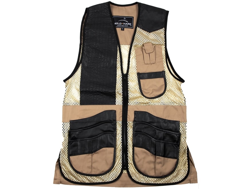 Wild Hare Range Shooting Vest Leather Trim Left Hand Tan/Black Small