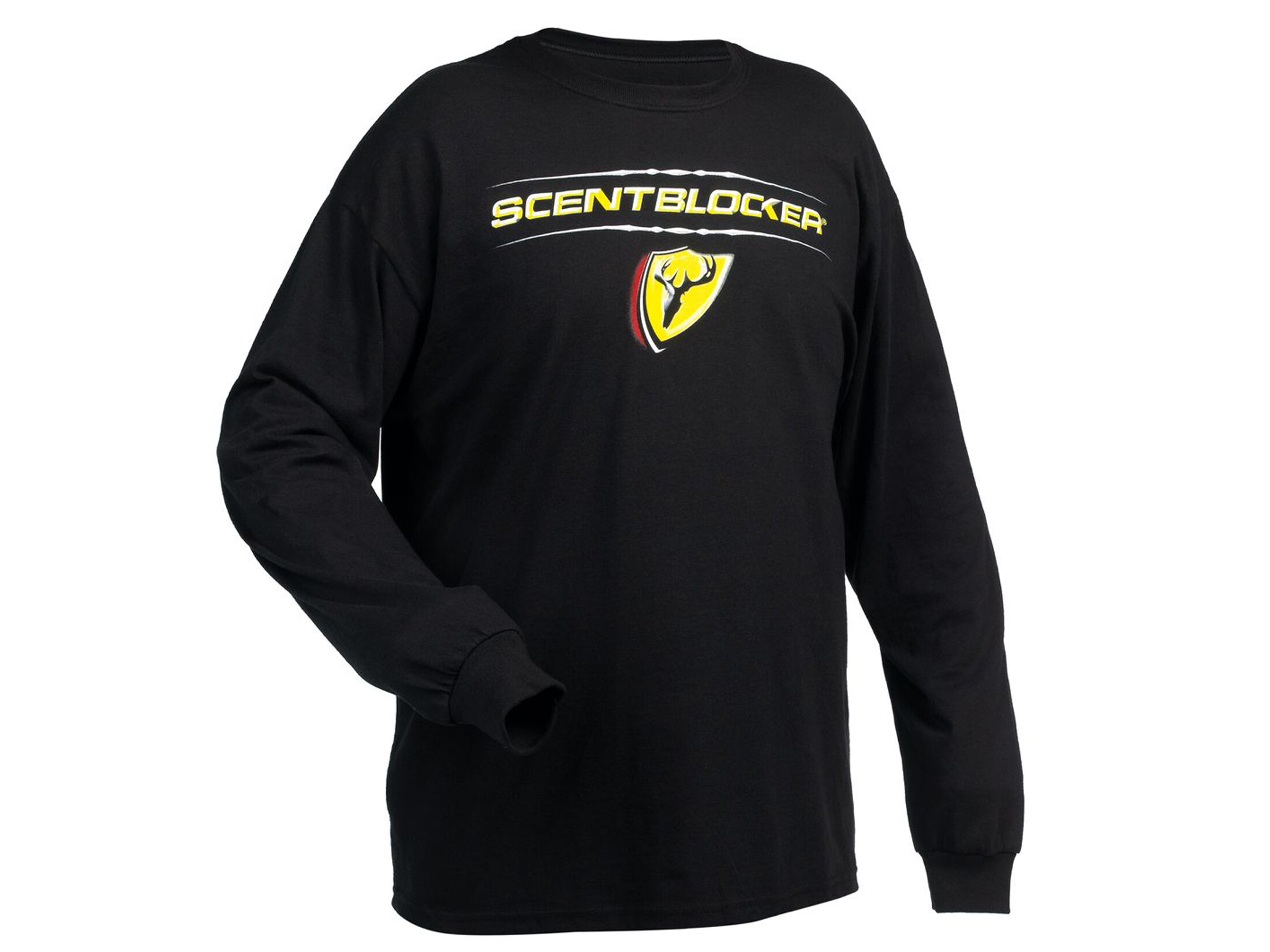 ScentBlocker Men's Logo T-Shirt Long Sleeve Cotton Black Large 42-44