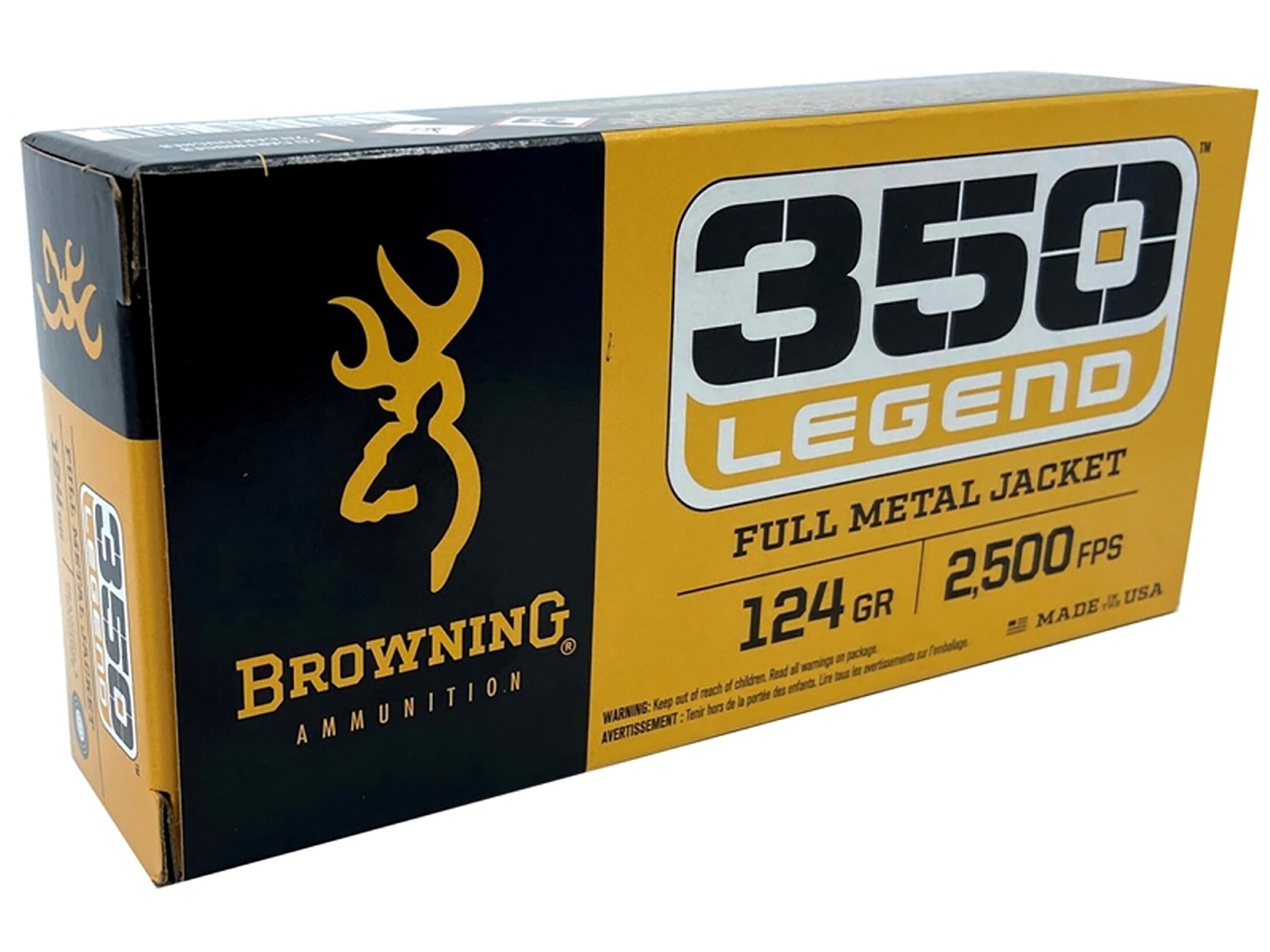 Browning FMJ 350 Legend Ammo 124 Grain Full Metal Jacket Case of 200