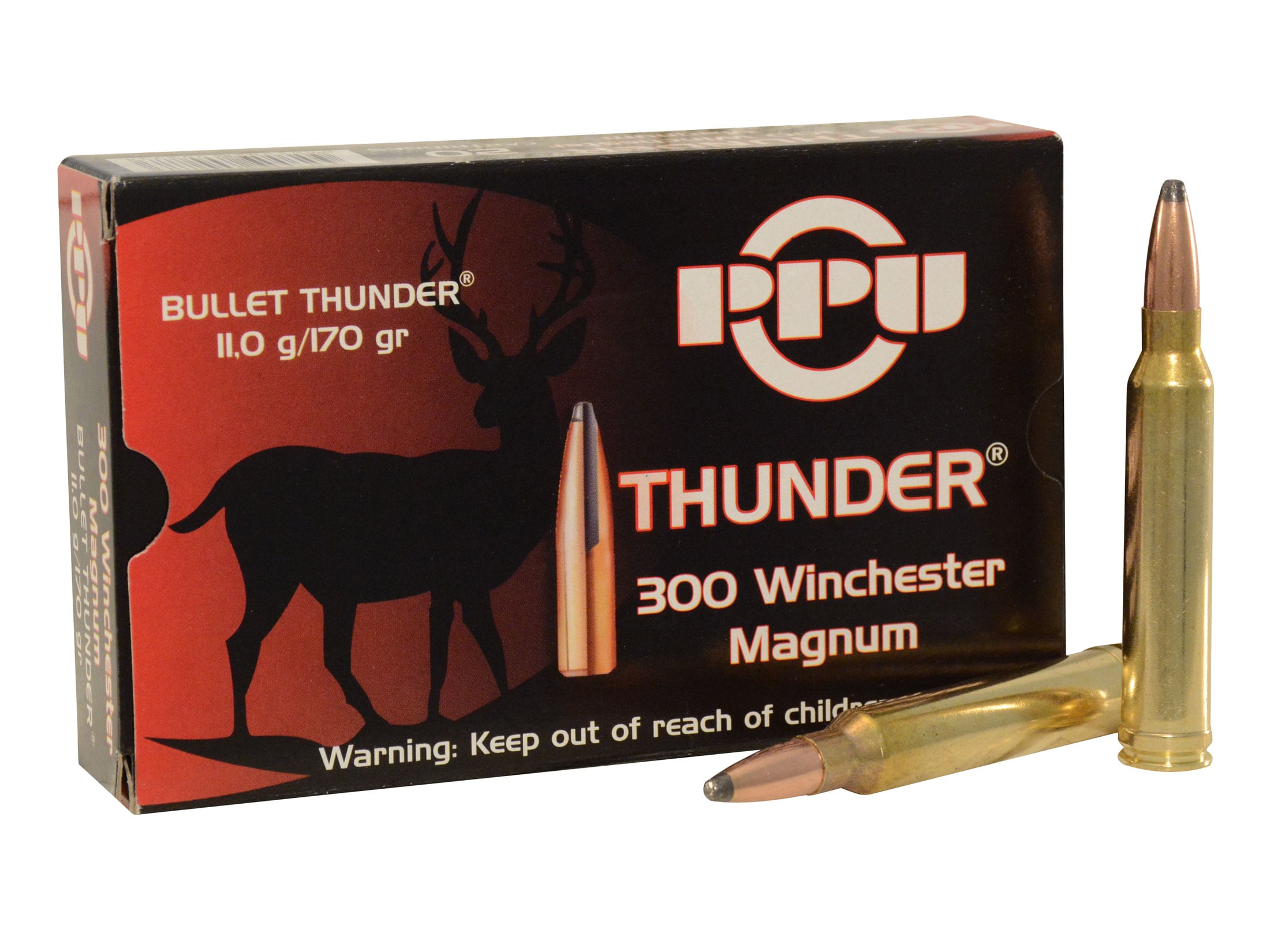 PPU Thunder 300 Winchester Mag Ammo 170 Grain Jacketed Soft Point Box