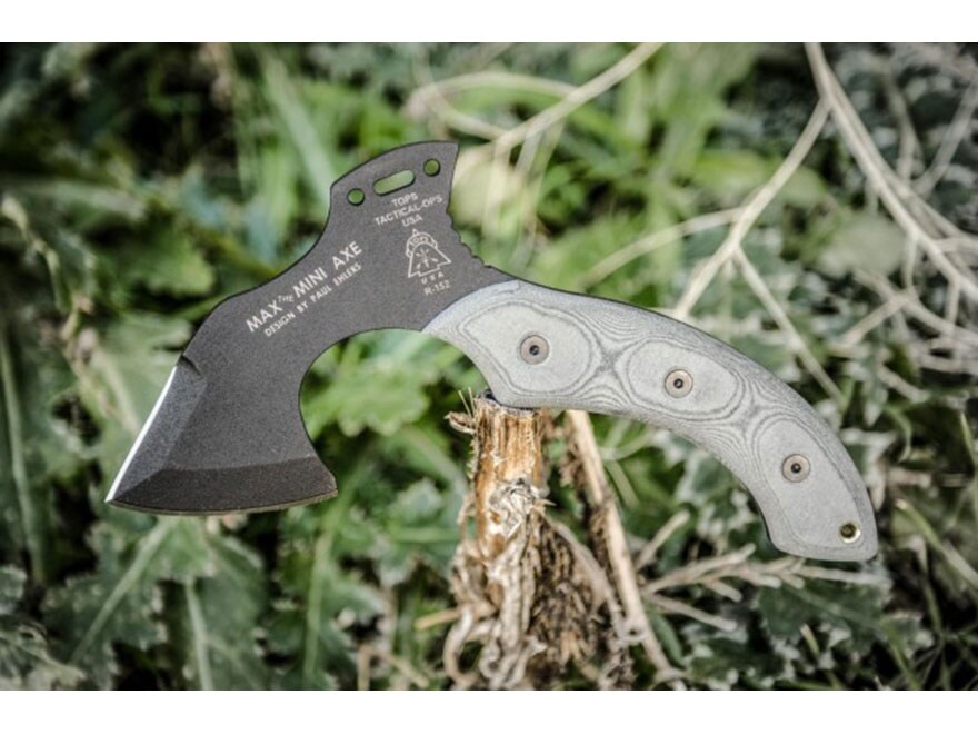 TOPS Max The Mini Axe 5 1095 Steel Blade Micarta Handle Black