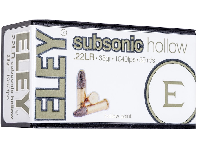 Eley Subsonic Hollow Ammo 22 Long Rifle Subsonic 38 Grain Lead Hollow