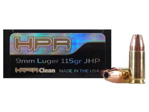 HPR HyperClean Ammo 9mm Luger 115 Grain Hornady XTP Jacketed Hollow