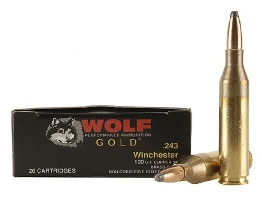 Wolf Gold Ammo 243 Winchester 100 Grain Soft Point Box of 20