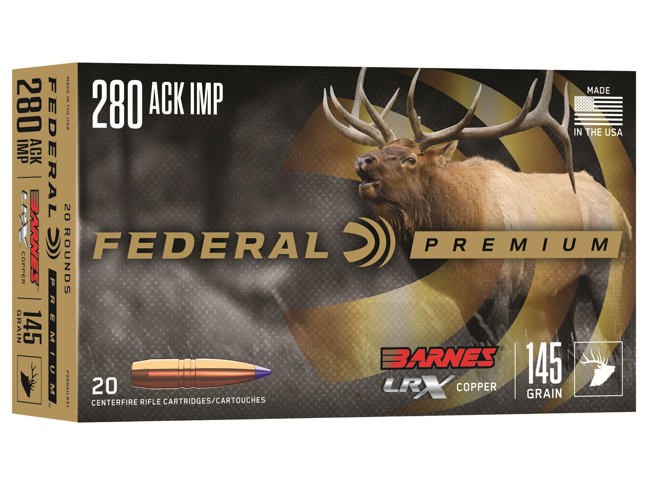 Federal Premium 280 Ackley Improved Ammo 145 Grain Barnes Long Range X