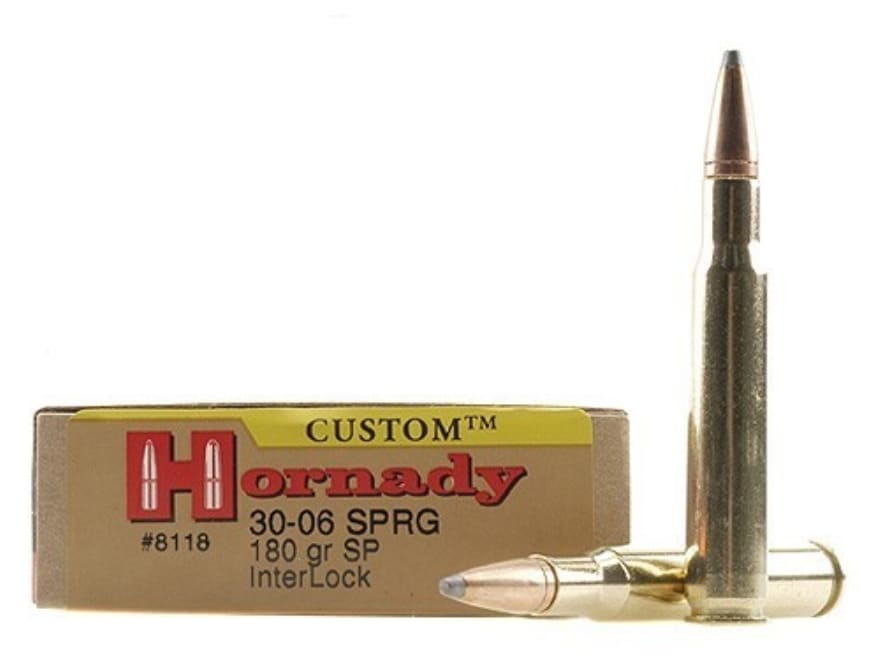 Hornady Custom 30-06 Springfield Ammo 180 Grain Hornady Interlock
