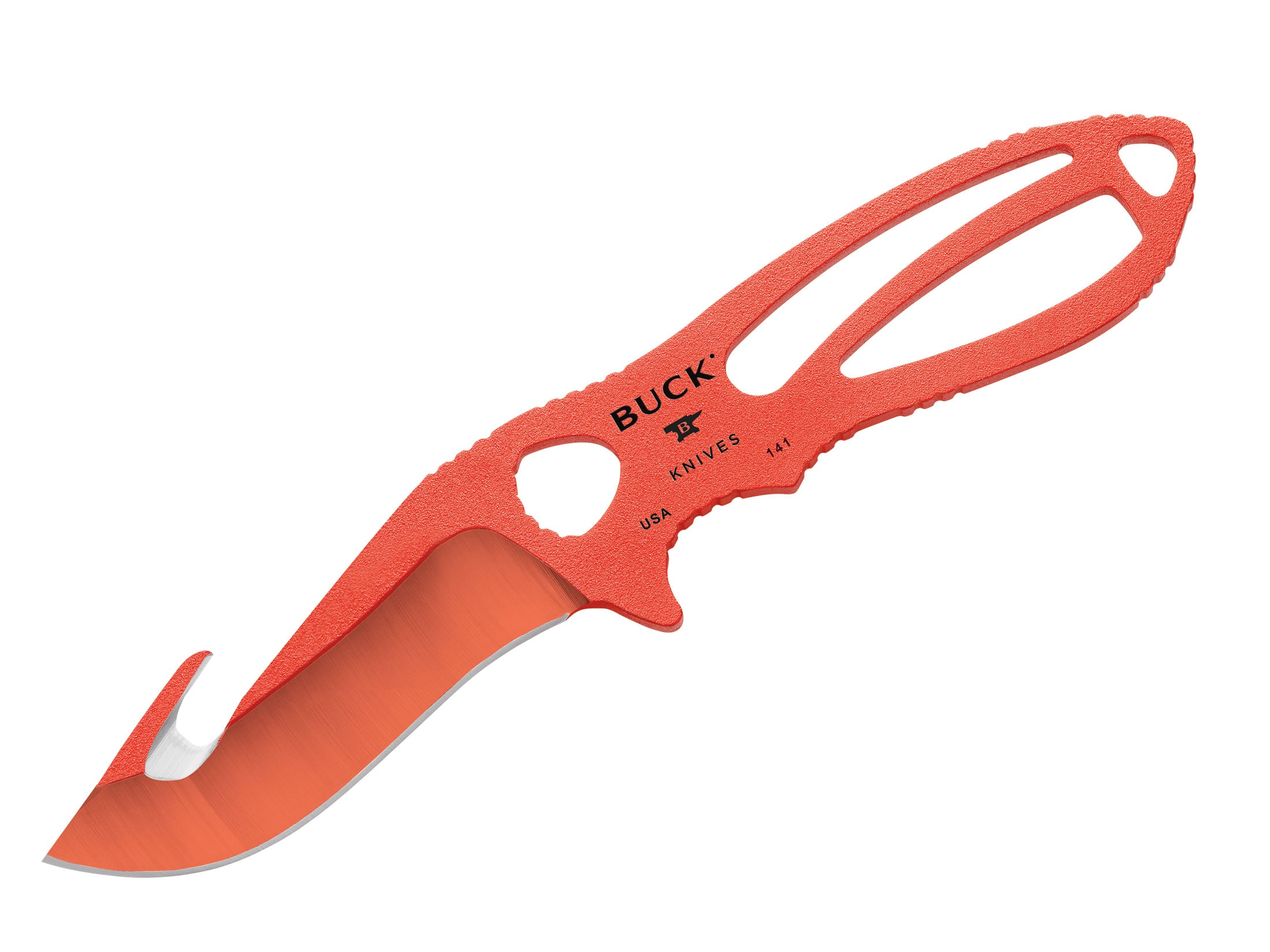 Buck 141 PakLite Fixed Blade Hunting Knife 3.5 Guthook 420HC Steel