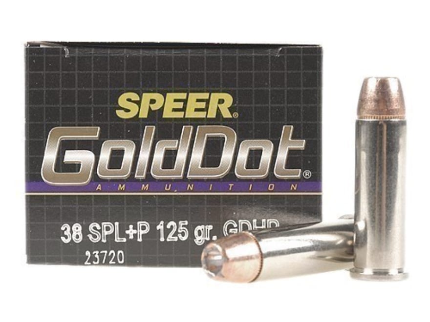 Speer Gold Dot 38 Special +P Ammo 125 Grain Bonded Jacketed Hollow