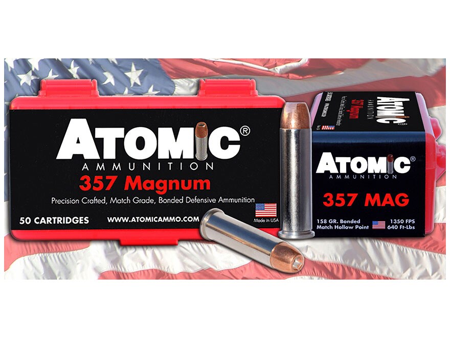 Atomic Ammo 357 Mag Ammo 158 Grain Bonded Jacketed Hollow Point Box of