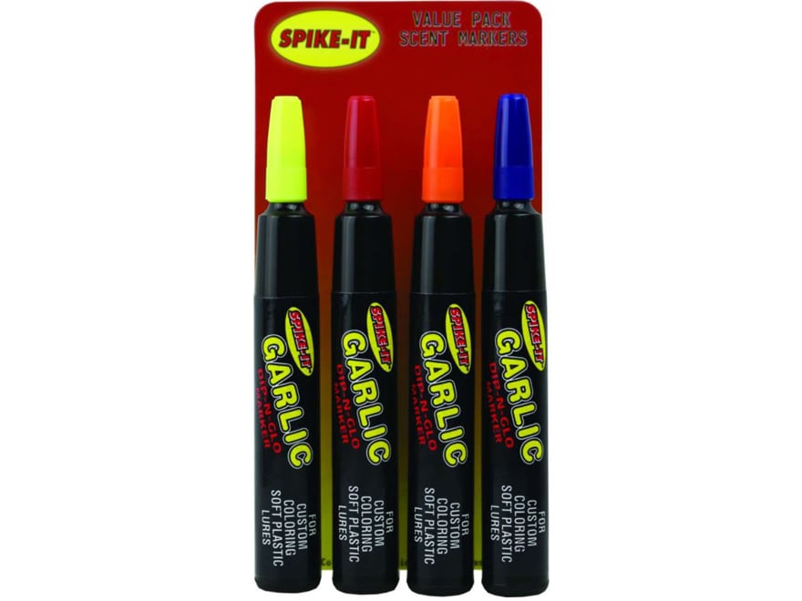Spike-It Dip-N-Glo Garlic Scented Lure Dye Marker Set Assorted 4PK