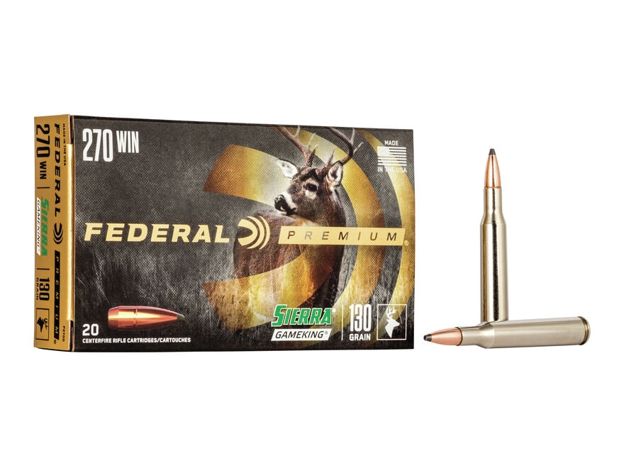 Federal Premium 270 Winchester Ammo 130 Grain Sierra GameKing Jacketed