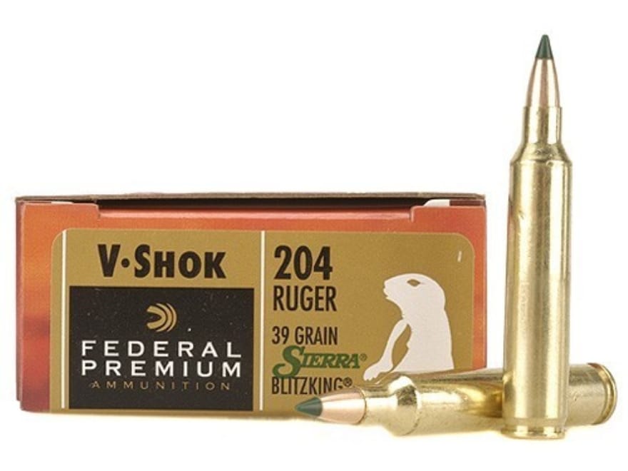 Federal Premium V-Shok Ammo 204 Ruger 39 Grain Sierra BlitzKing