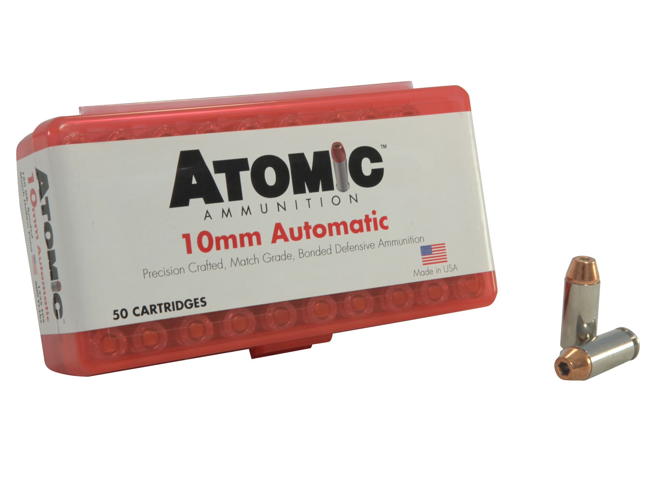 Atomic Ammo 10mm Auto 180 Grain Bonded Jacketed Hollow Point Box of 50