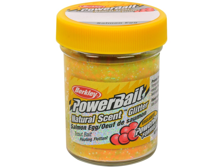 Berkley PowerBait Glitter Trout Bait Salmon Egg Scent Peach 1.75oz Jar