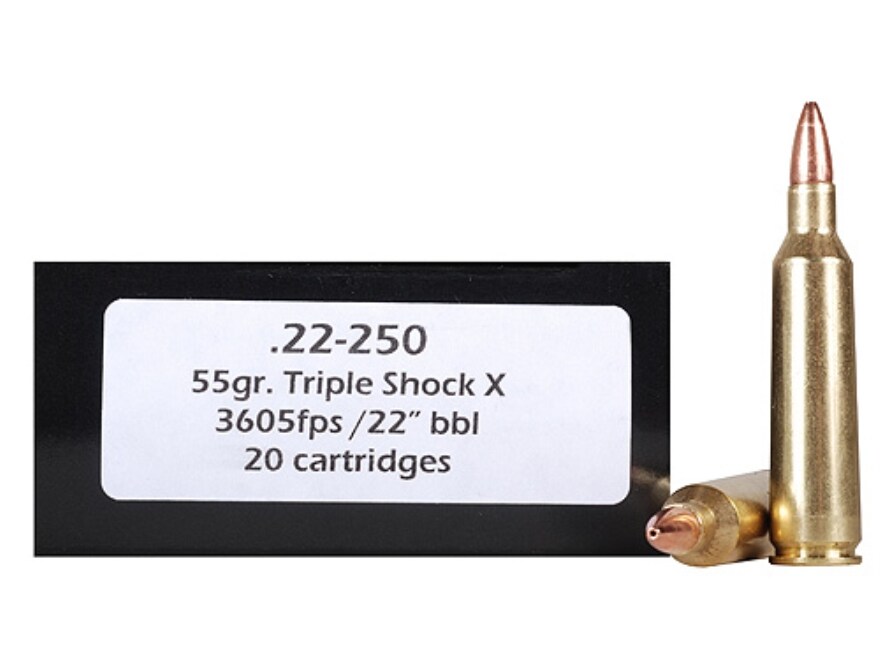 DoubleTap 22-250 Remington Ammo 55 Grain Barnes Triple-Shock X Solid