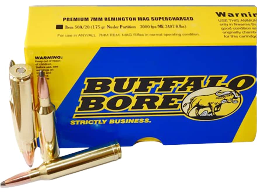 Buffalo Bore Supercharged 7mm Remington Mag Ammo 175 Grain Nosler