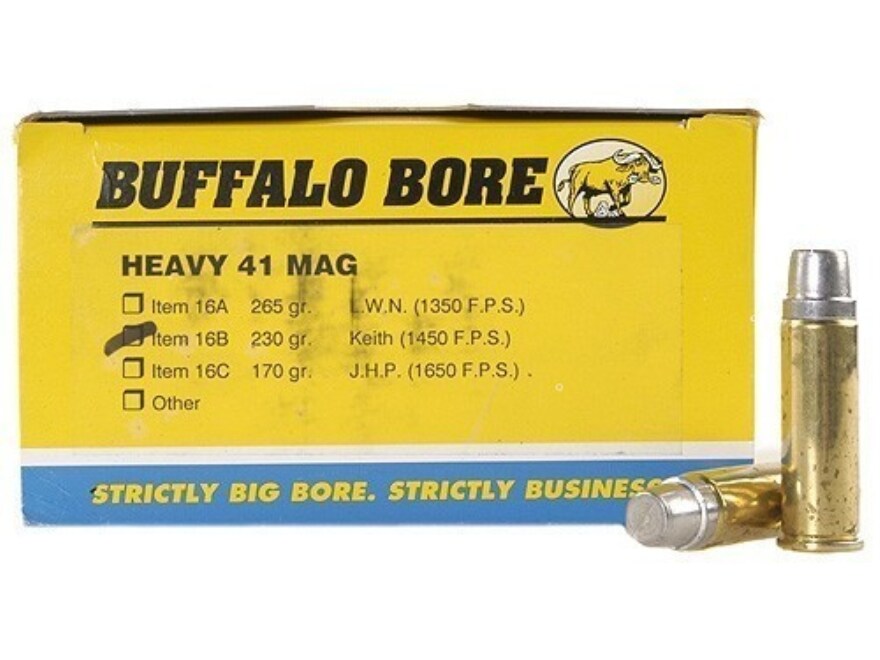 Buffalo Bore Ammo 41 Remington Mag 230 Grain Lead Semi Wadcutter Box
