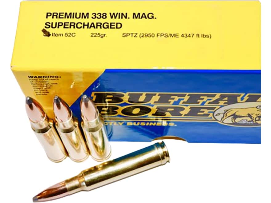 Buffalo Bore Supercharged 338 Winchester Mag Ammo 225 Grain Spitzer