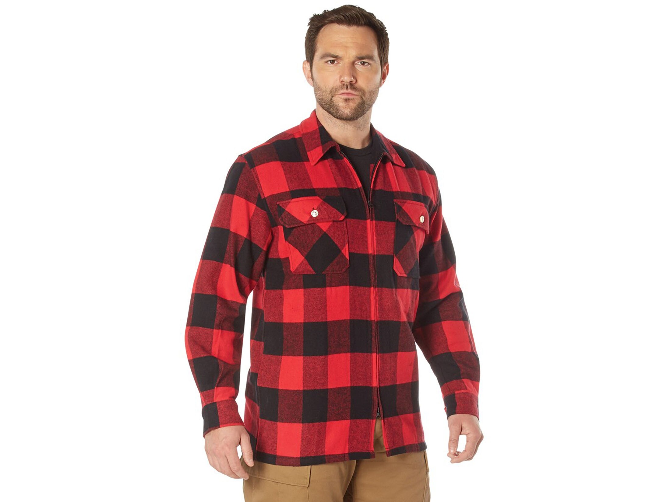 Rothco Men's Concealed Carry Flannel Shirt Red Plaid Medium