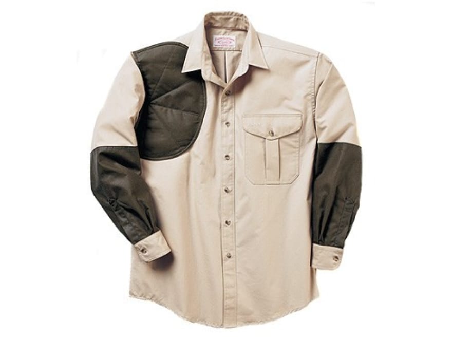 Filson Super Shooting Shirt Long Sleeve Right Hand Cotton Tan Green