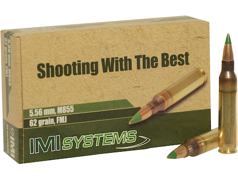 IMI Ammo 5.56x45mm NATO 62 Grain M855 SS109 Penetrator Full Metal