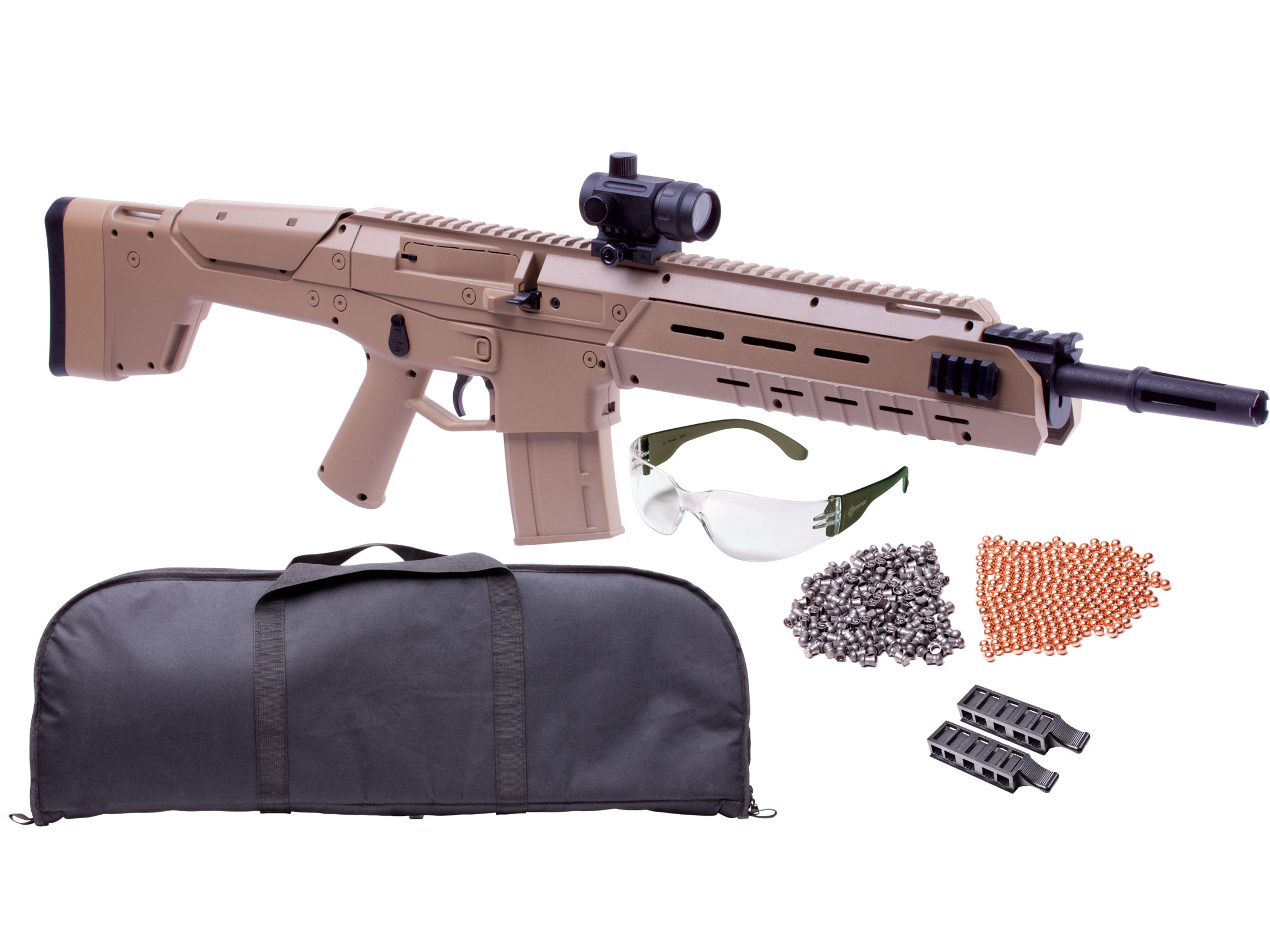 Crosman MK-177 Tactical Pump Air Rifle Kit 177 Cal Red Dot Sight, Soft