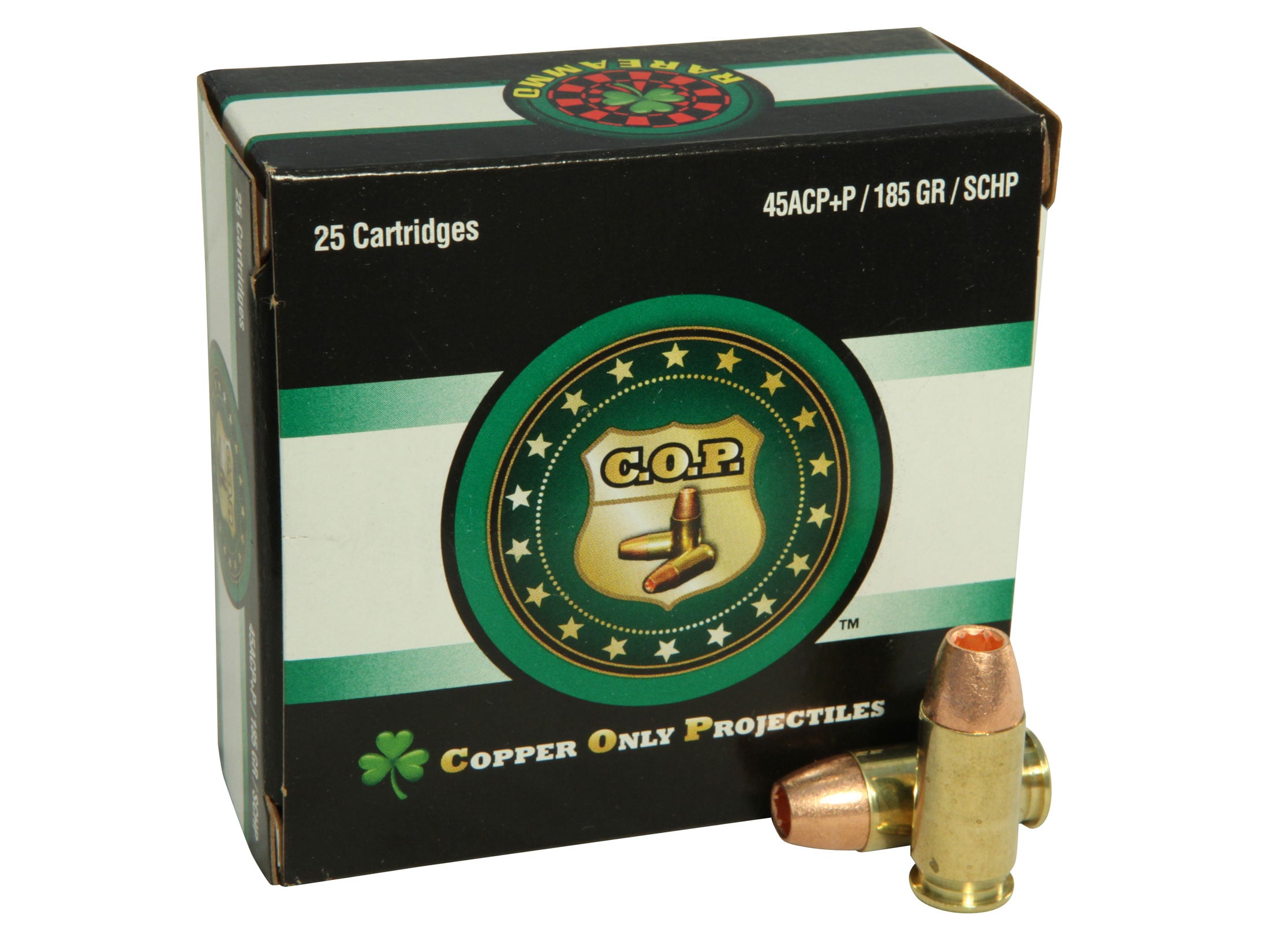 Copper Only Projectiles (C.O.P.) Ammo 45 ACP +P 185 Grain Solid Copper