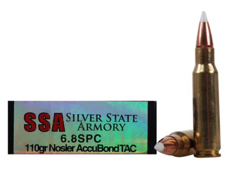 Silver State Armory Ammo 6.8mm Remington SPC 110 Grain Nosler AccuBond