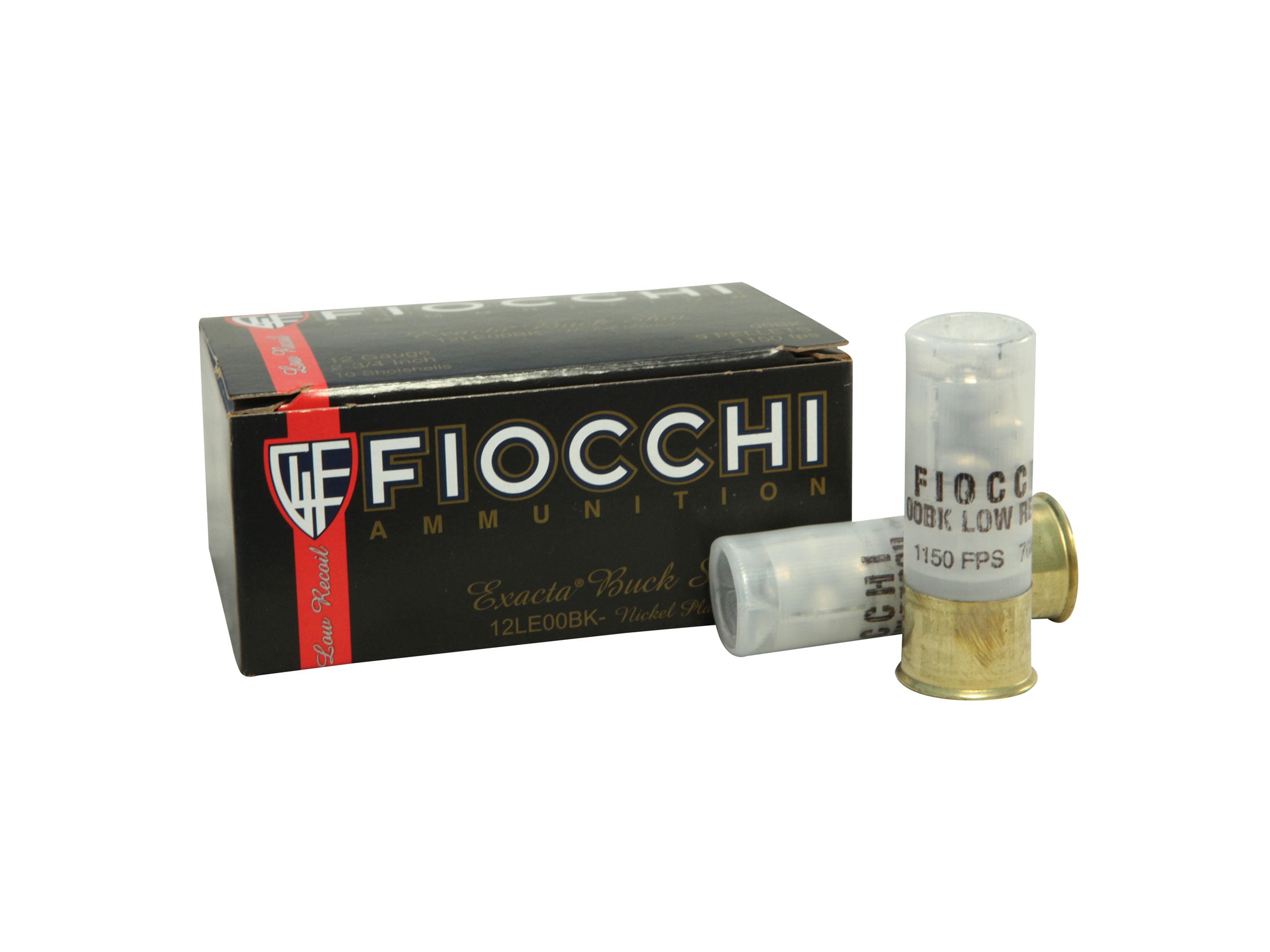 Fiocchi Low Recoil Ammo 12 Ga 2-3/4 00 Buckshot 9 Nickel Plated