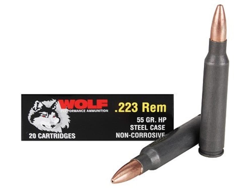 Wolf Ammo 223 Remington 55 Grain Copper Jacketed Hollow Point Steel