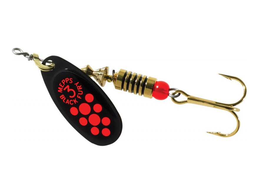 Mepps Aglia Black Fury Plain Inline Spinner Black & Fluorescent Red