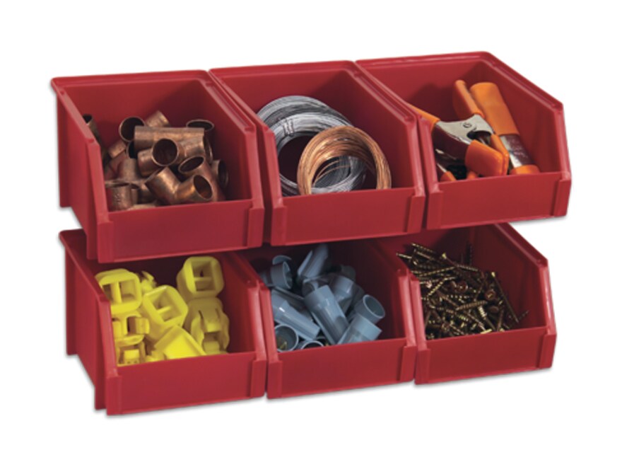 Stack-On Stackable Storage Bin Small Red 6PK