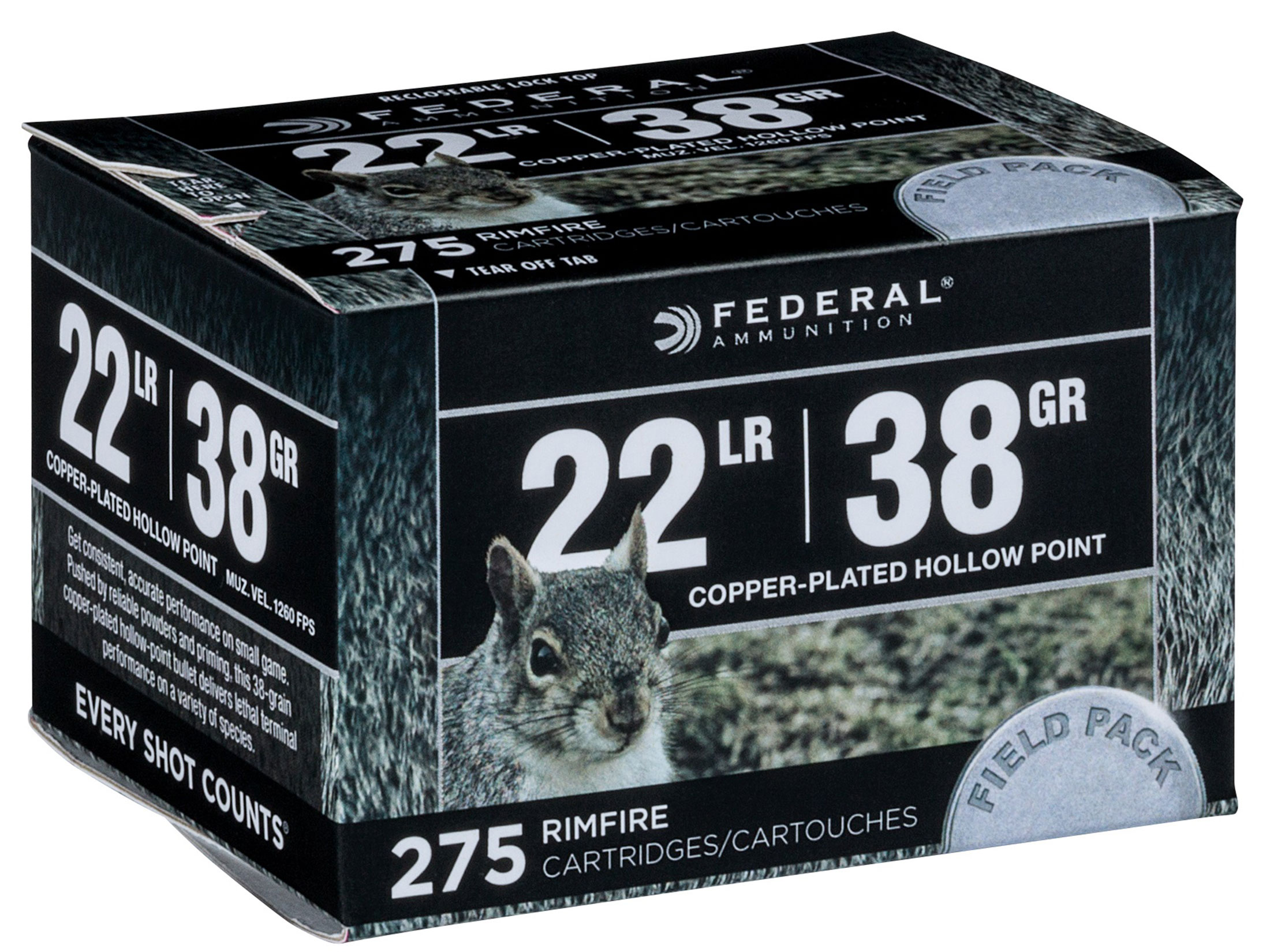 Federal Bulk Field Pack 22LR Ammo 38 Grain Plated Hollow Point Case of