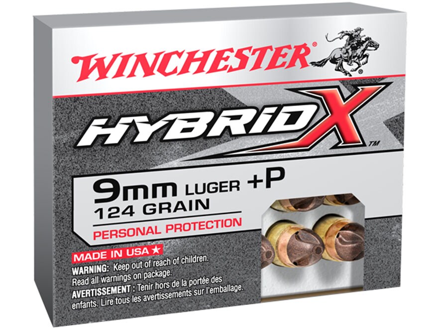 Winchester Hybrid-X 9mm Luger +P Ammo 124 Grain Frangible Round Nose