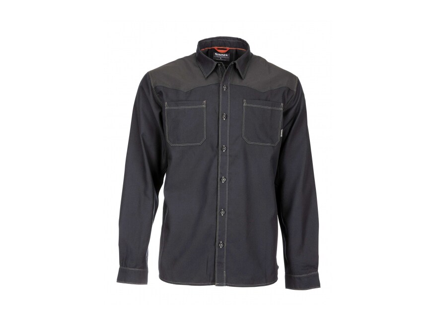 Simms Men's Black's Ford Flannel Long Sleeve Shirt Dark Bronze Large