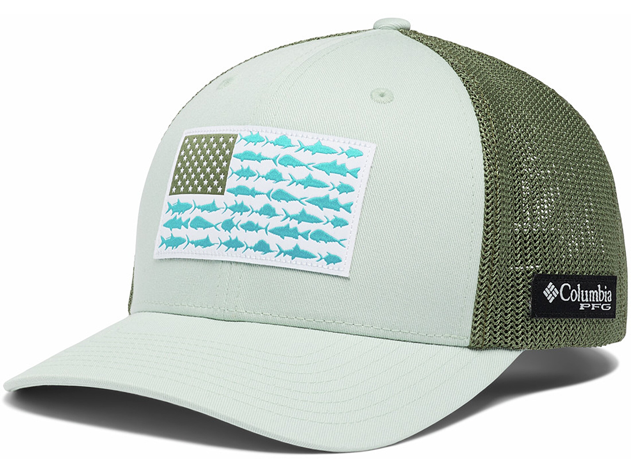 Columbia PFG Fish Flag Mesh Ball Hat Carbon/Trout Flag Large/XL