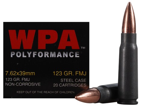 Wolf Ammo 7.62x39mm 123 Grain Full Metal (Bi-Metal) Jacket Steel Case