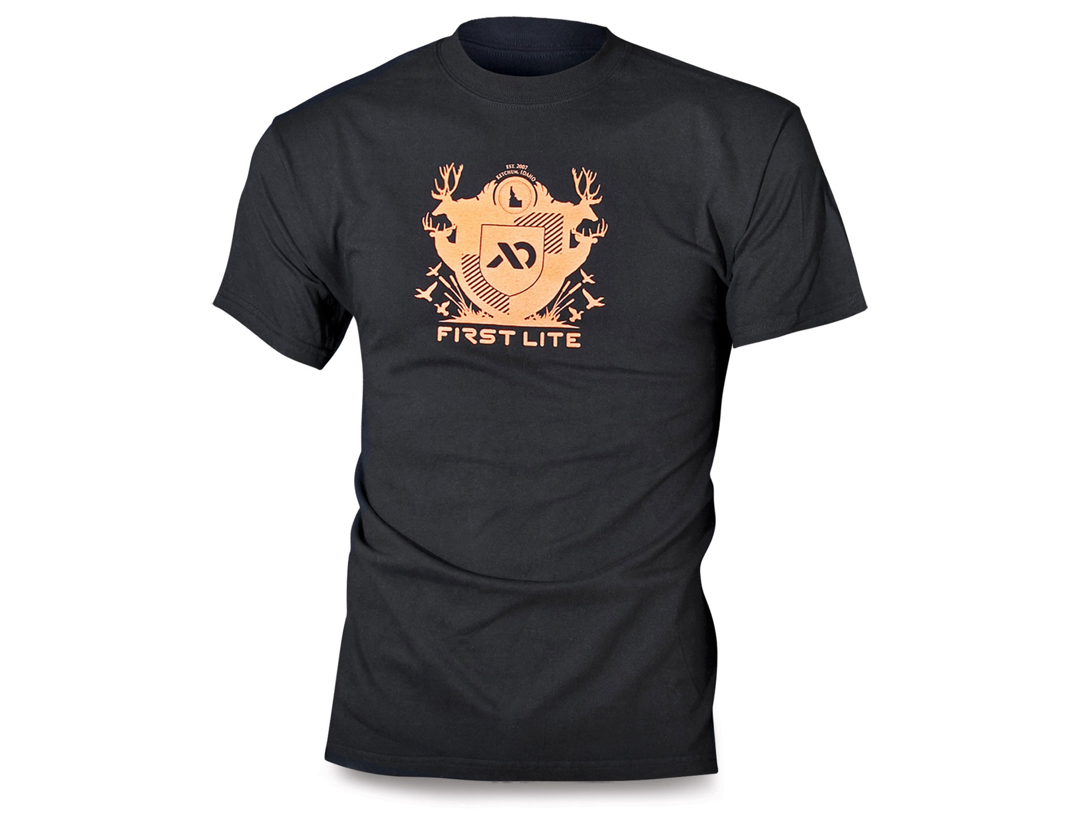 First Lite Men's Crest T-Shirt Short Sleeve Cotton Black Medium