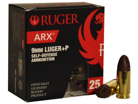Ruger Self Defense Ammo 9mm Luger +P 65 Grain Frangible PolyCase ARX
