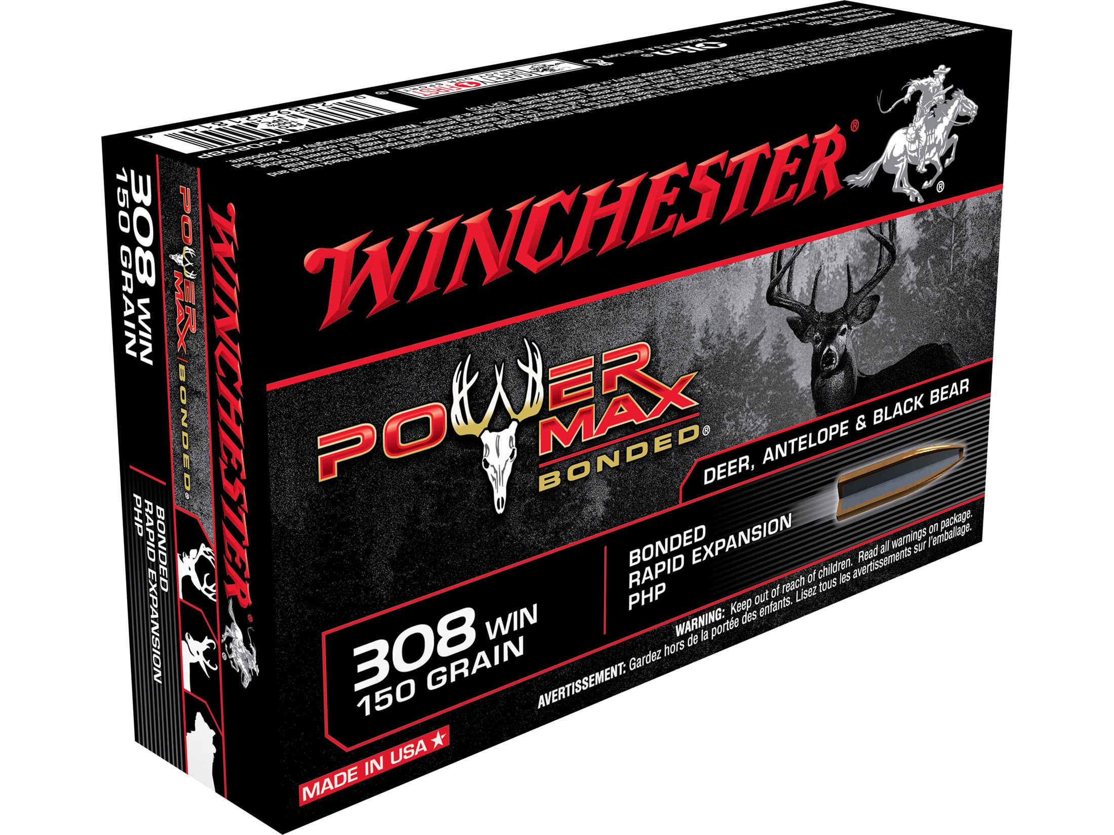 Winchester Power Max Bonded 308 Winchester Ammo 150 Grain Bonded