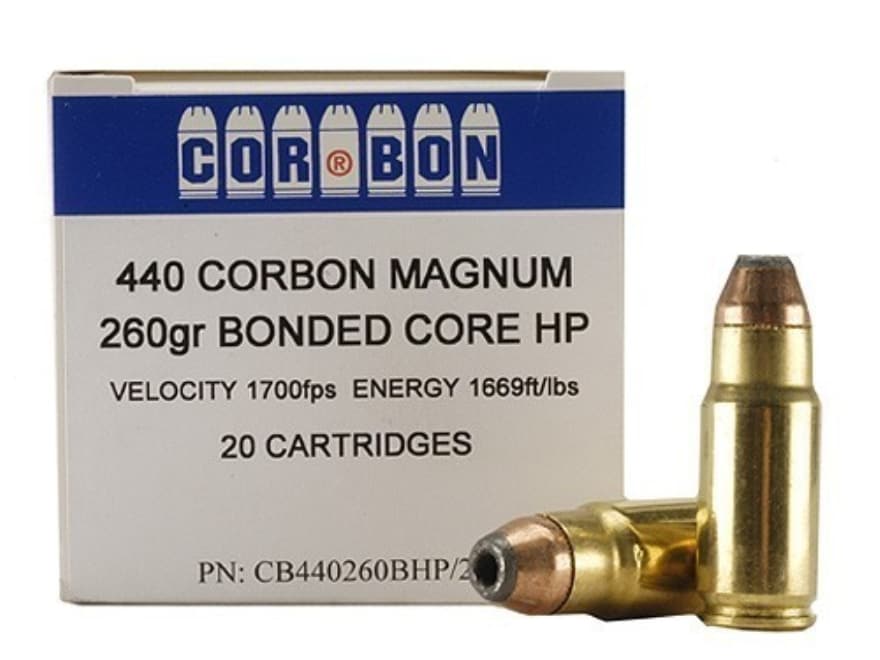 Cor-Bon Hunter Ammo 440 Cor-Bon 260 Grain Bonded Core Hollow Point Box