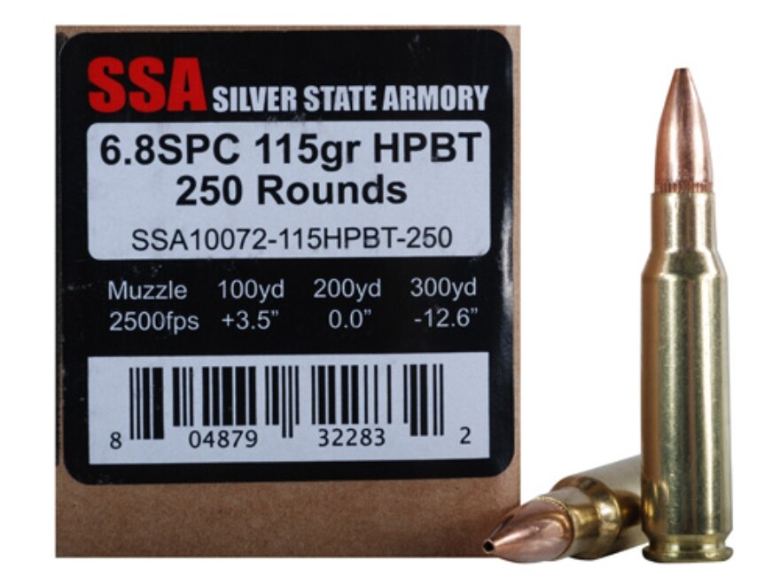 Silver State Armory Ammo 6.8mm Remington SPC 115 Grain Hollow Point