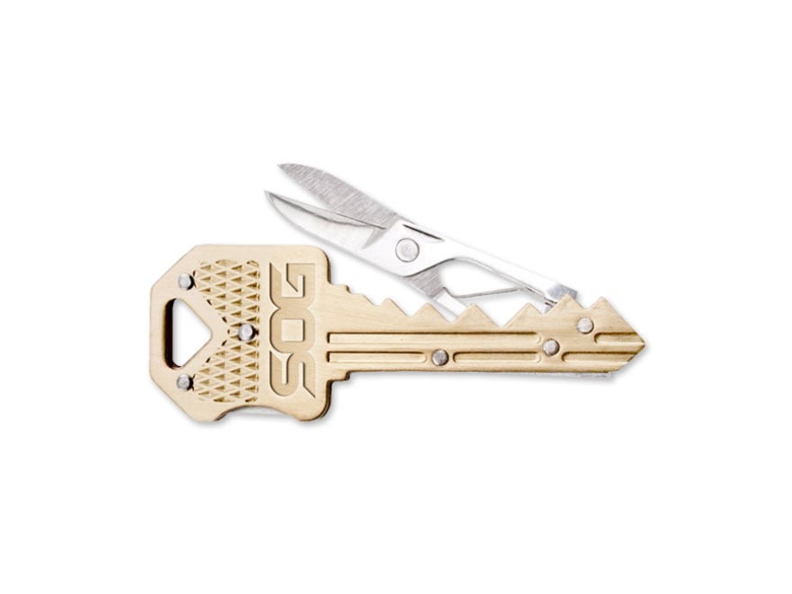 SOG Key Folding Scissors SS Blades Brass Handle