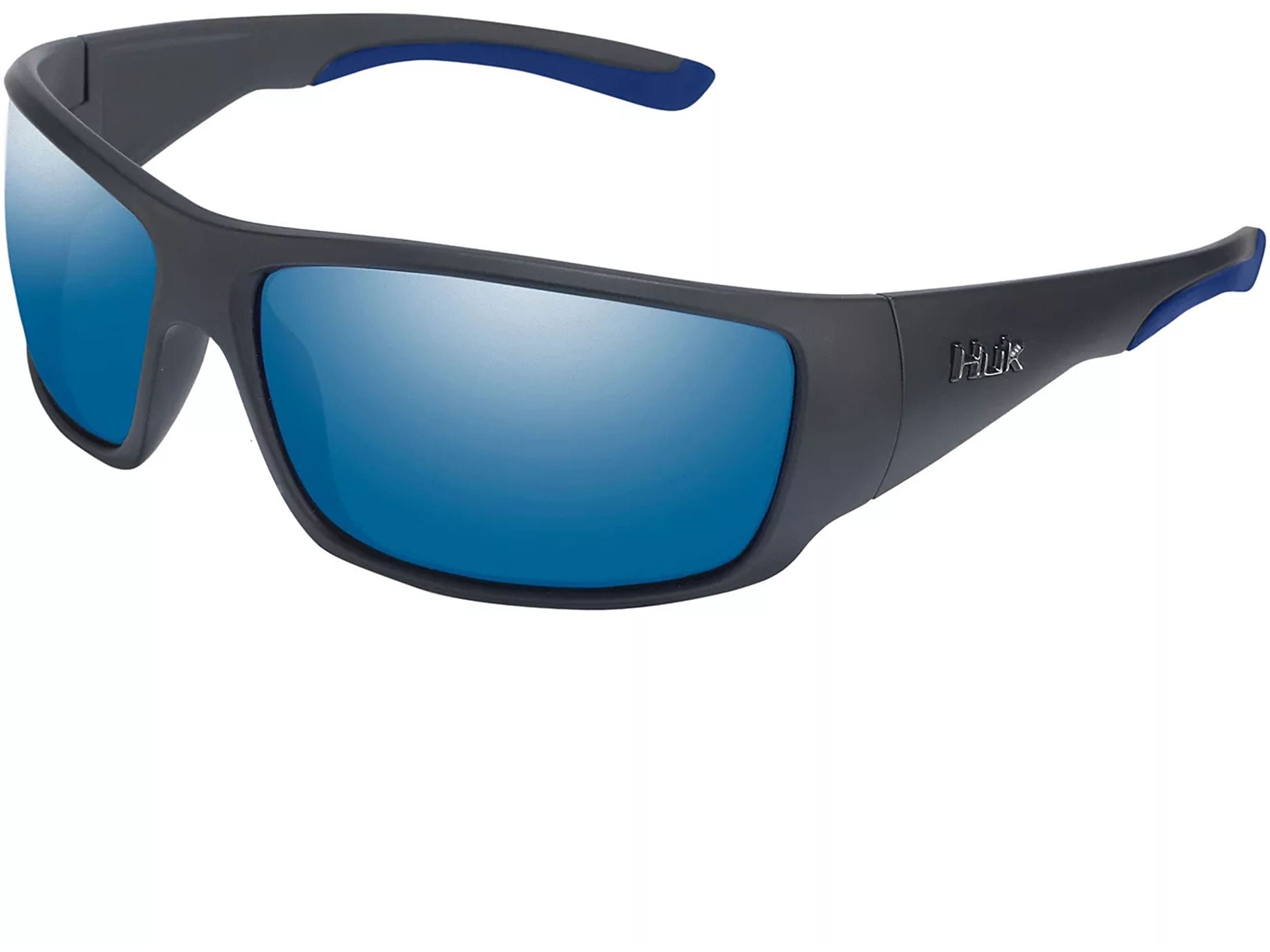 Huk Men's Spearpoint Polarized Sunglasses Matte Black Frame Gray Lens