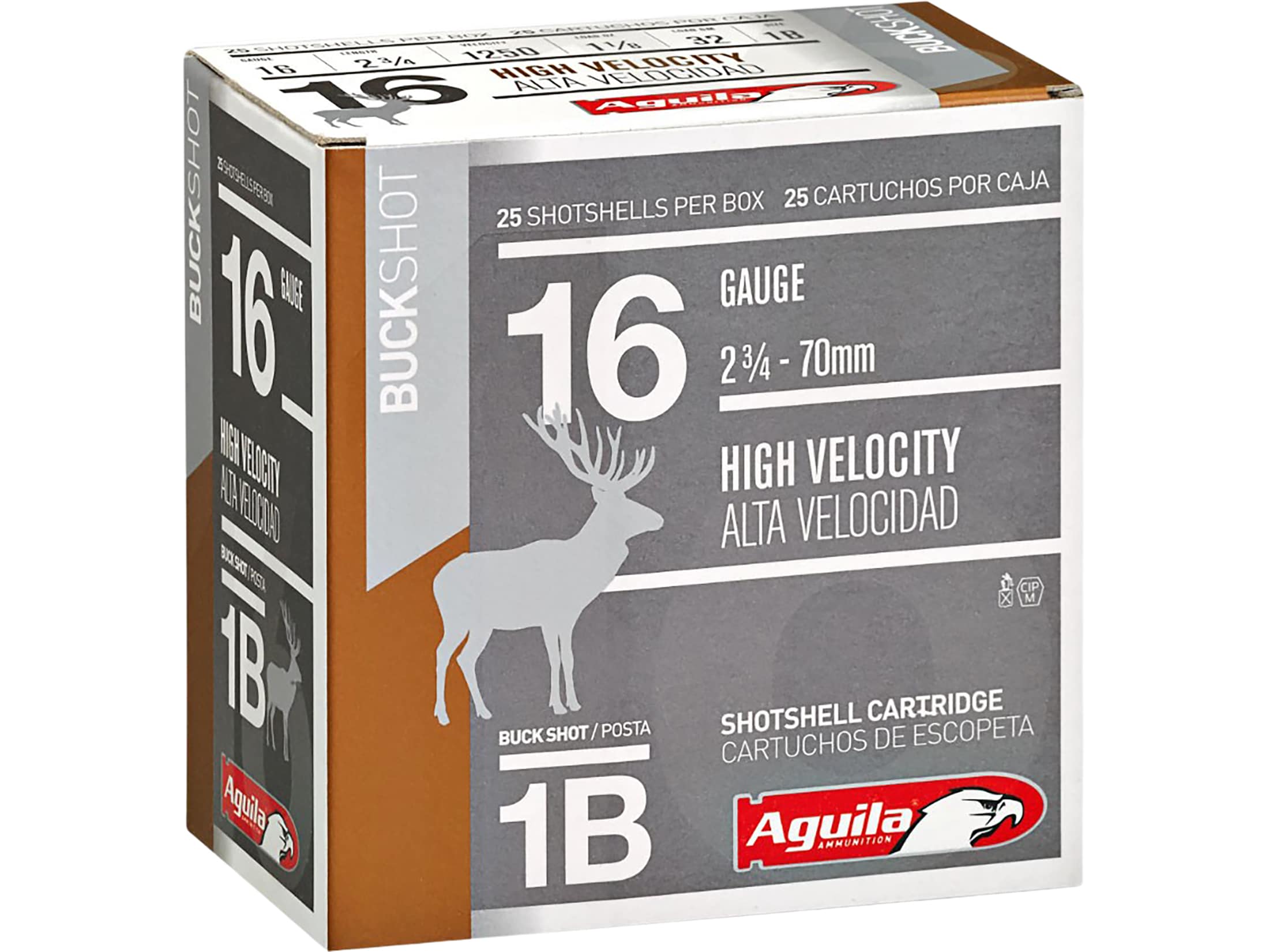 Aguila High Velocity 16 Ga Ammo 2-3/4 #1 Buckshot 12 Pellets Box of 25